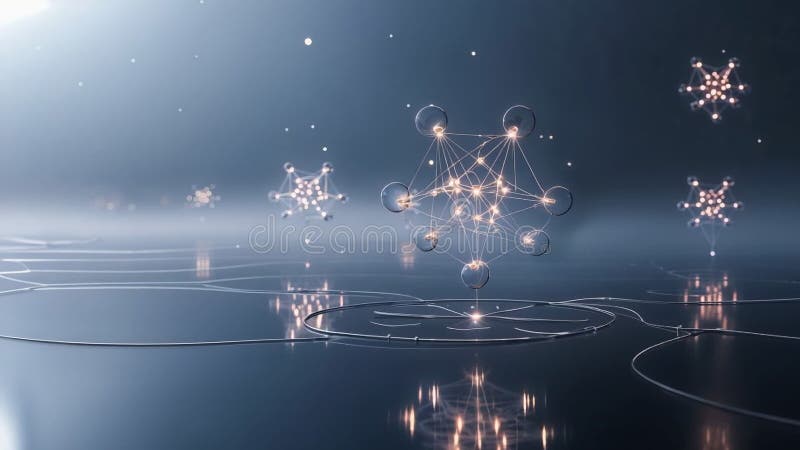 Rotating Network Structure Pulsing in Studio at Start, Detaching Node Forming New Orbit Stock ...