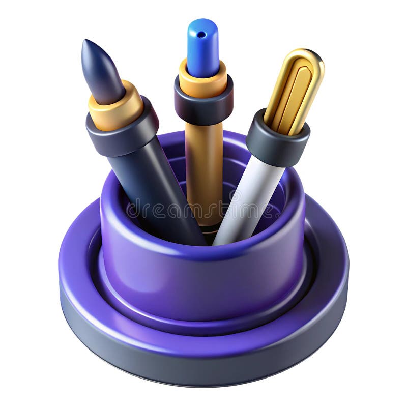 Rotating Pen Holder with Compartments Stock Illustration - Illustration ...