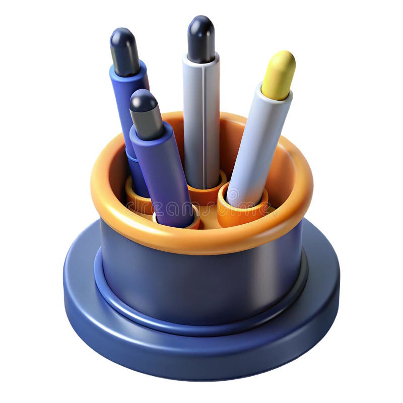 Rotating Pen Holder with Compartments Stock Illustration - Illustration ...