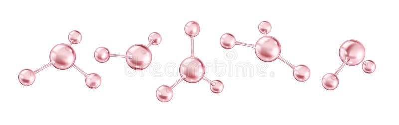 Rotating Pink Collagen Molecules Realistic Color Icons Set Stock ...