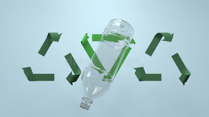 Rotating Plastic Bottle in Front of Moving Recycling Signs. 3d CGI ...
