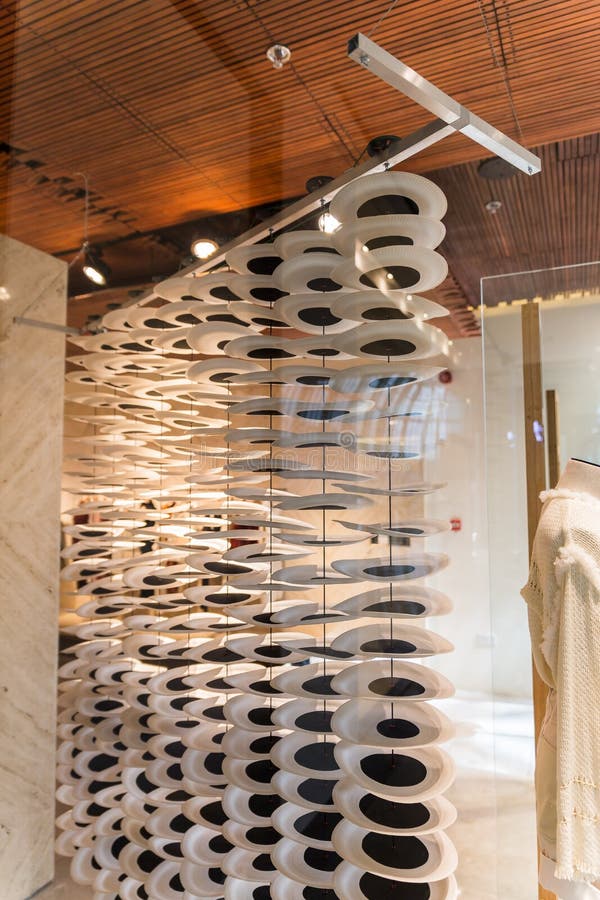 Rotating Plates Installation Art in Front of Retail Stock Photo - Image ...