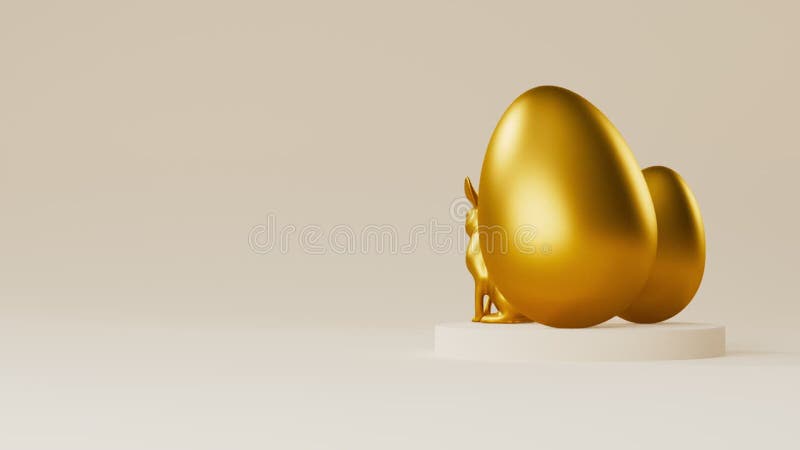 Rotating Podium with Golden Eggs and Golden Rabbit. Easter Loopable ...