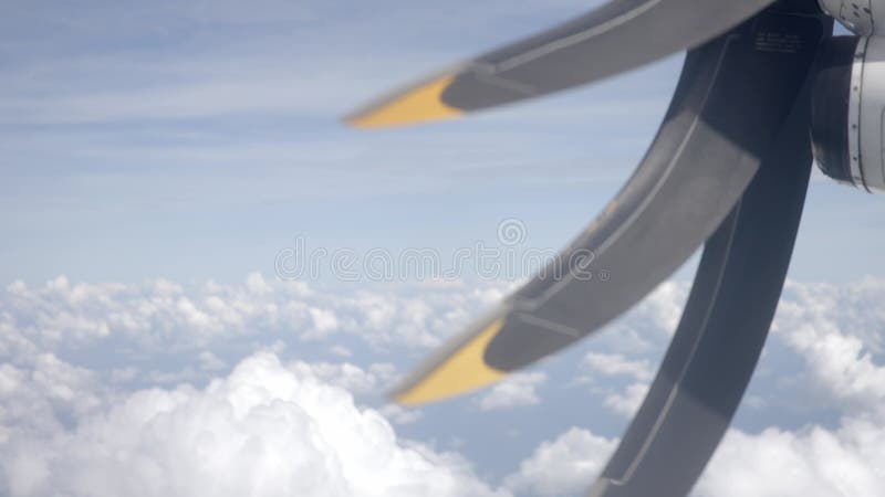 Rotating Propeller on a Small Airplane in the Air, Clear Blue Sky with ...