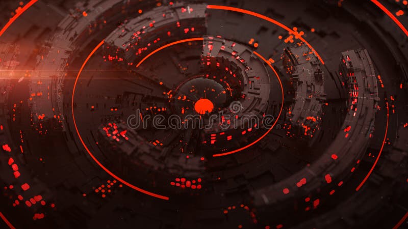 Rotating Red Circle Elements 3D Rendering Illustration Stock ...