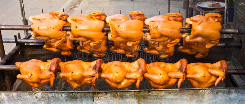 Rotating roast chicken stock image. Image of eating, open - 19294501