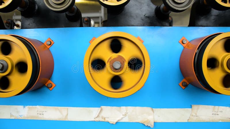 Rotating Rubberized Wheels of the Winding Machine. Stock Video - Video ...