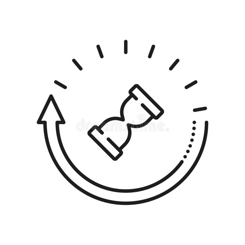 Rotating Sand Watch, Timer Clock Outline Icon Stock Illustration ...
