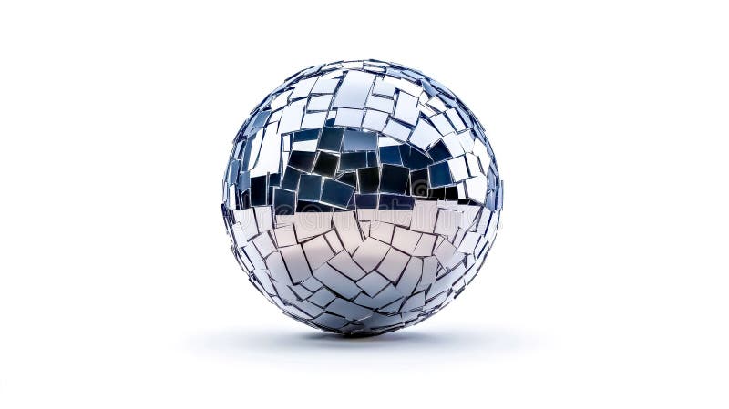 Rotating Silver Disco Ball Reflecting Light on Transparent Background ...