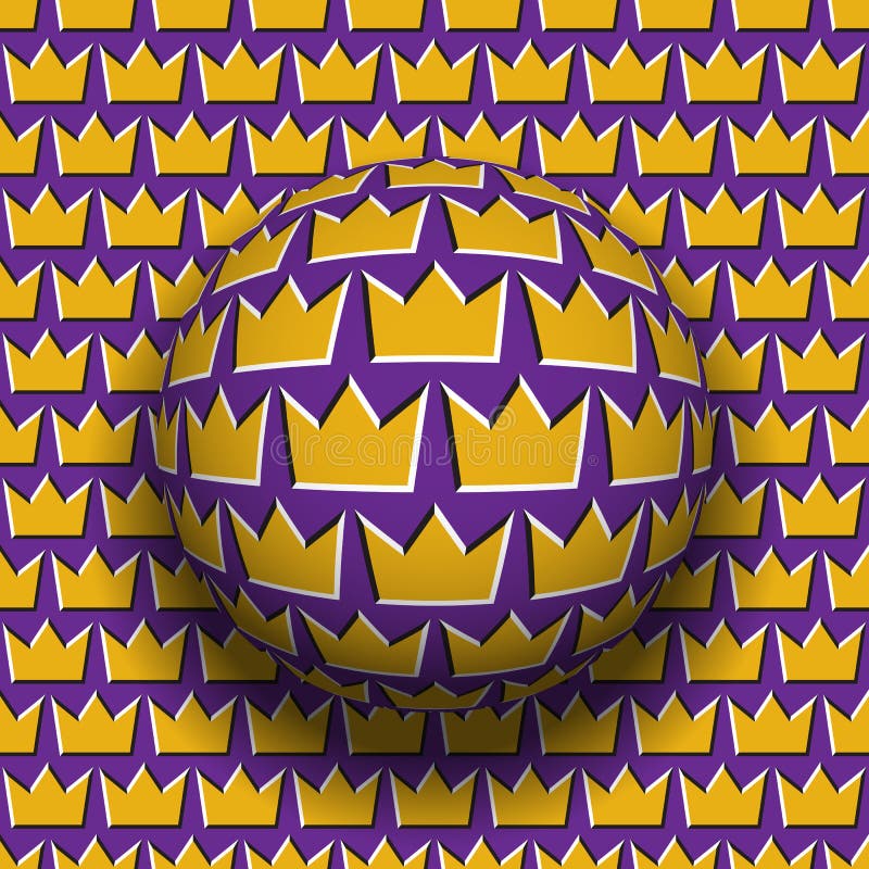 Rotating Sphere of Crown Shape Pattern. Vector Purple Golden Optical ...