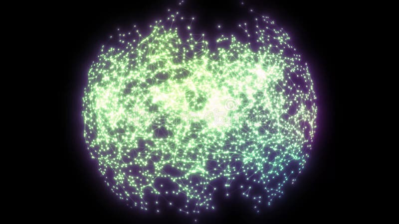 Rotating Sphere with Neon Plexus Particles on a Black Screen. Stock ...