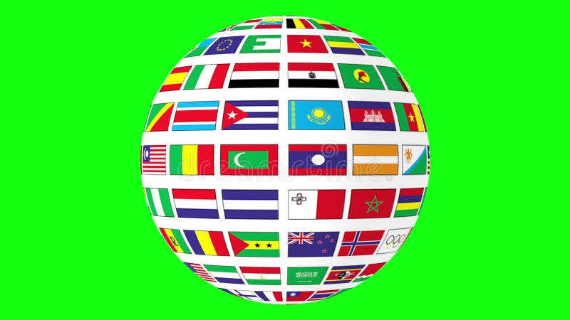 Rotating globe with flags stock video. Video of communications - 79457819