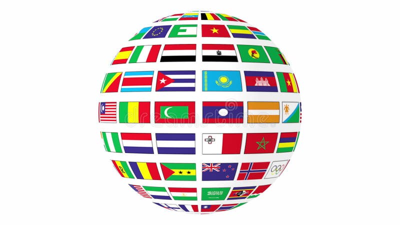 Rotating Sphere with World Flags Stock Video Footage - Video of concept ...