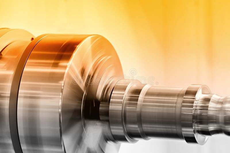 Rotating Spindle of Turning Lathe and Metal Detail Stock Image - Image ...