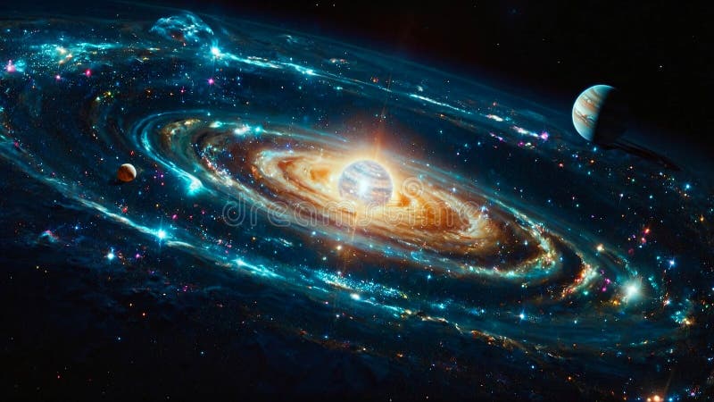 Rotating Spiral Galaxy. Deep Space Exploration Stock Illustration ...