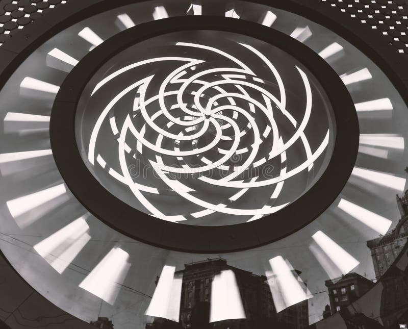 Rotating Spiral Metal Circles. Optical Illusion Stock Photo - Image of ...