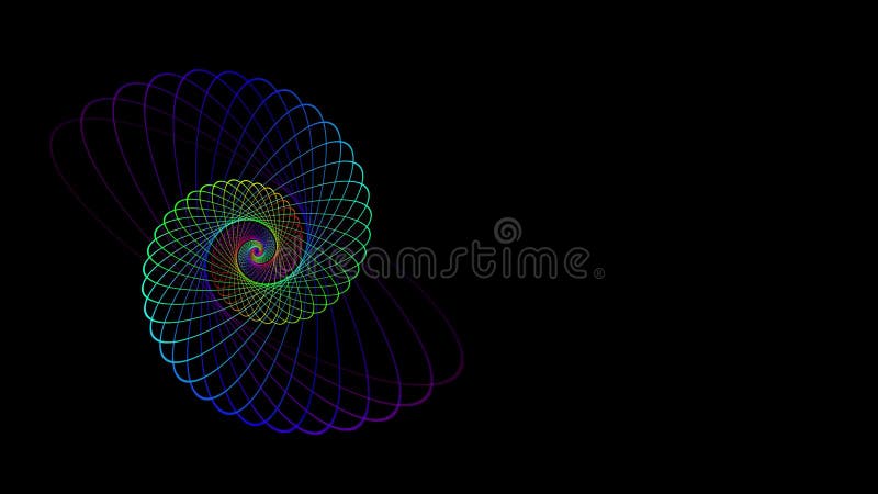 Rotating Spiral Shape in Spectrum Colors, Seamless Looping on Black ...