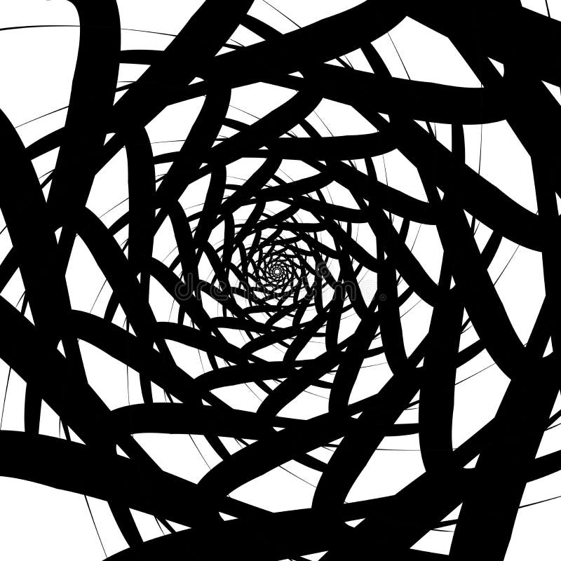 Rotating Spiral Symmetrical Pattern. Abstract Black Silhouette Stock ...