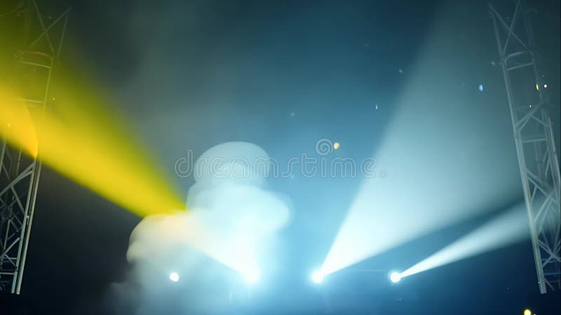 Rotating Stage Lights Casting Beams in All Directions, Creating a ...