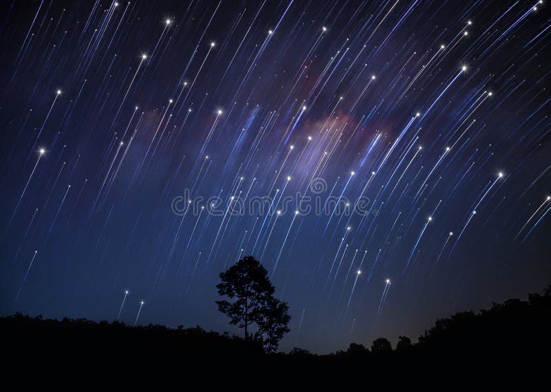 Rotating Star Galaxy Mountain Night Blue Sky Stock Photo - Image of ...