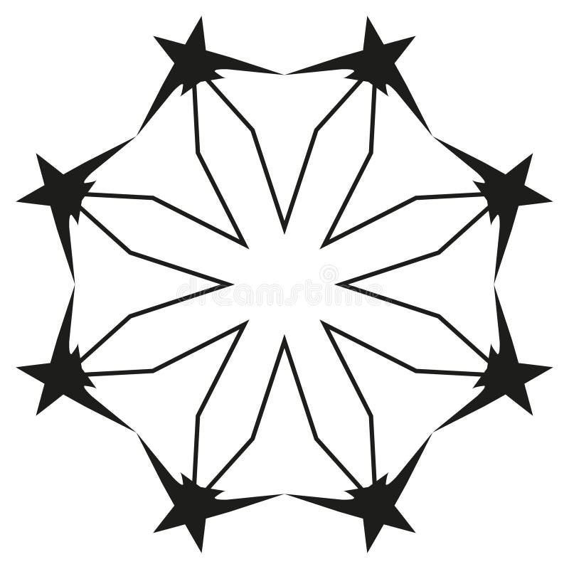 Rotating Star Icon. Pointed Radial Emblem. Circular Arrow Pattern ...