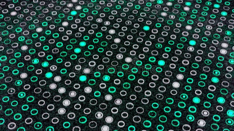 Rotating Surface of Green and White Blinking Circles on a Dark Grey ...