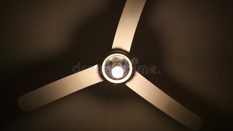 Rotating Three-blade Ceiling Fan with One Light Stock Video - Video of ...