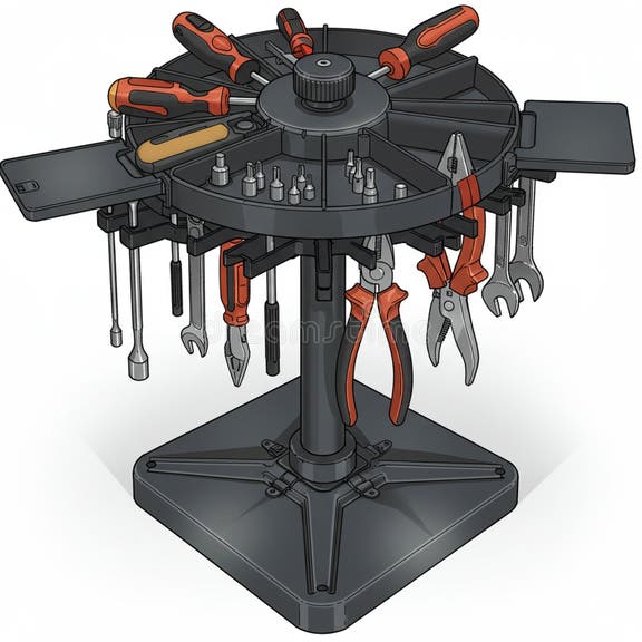 Rotating Tool Organizer with a Central Column and Star-shaped Base ...