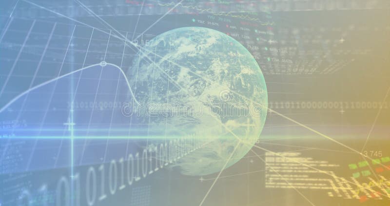 Rotating Transparent Earth Globe in Virtual Data Interface, with Binary ...