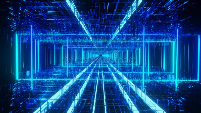 Rotating Tunnel with a Rectangular Shape and a Blue Hue. Stock Video ...