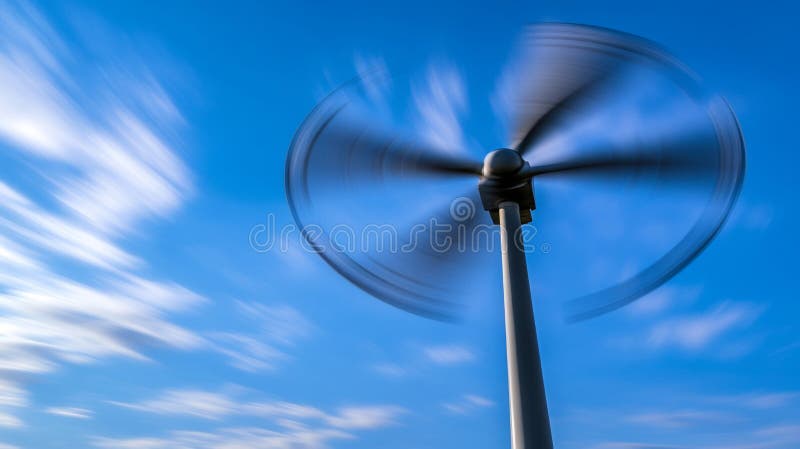 Rotating Wind Turbine Against a Blue Sky Stock Illustration ...