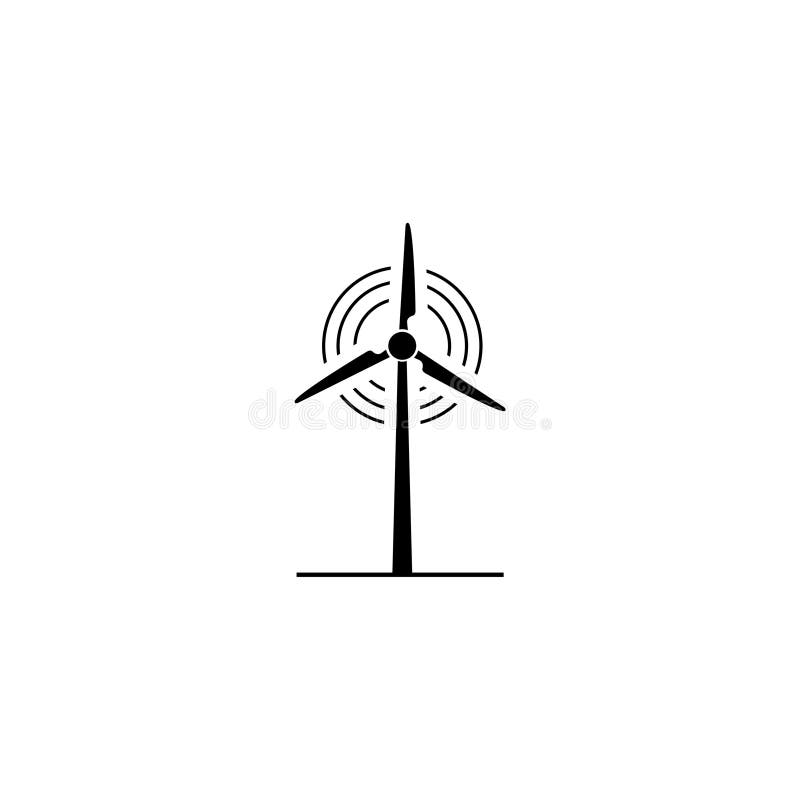 Wind Turbine Offshore Icon on White Background Stock Vector ...