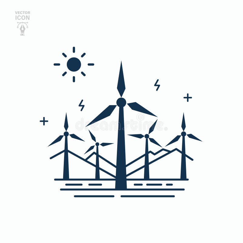 Rotating Windmill Linear Icon. Thin Line Illustration. Wind Eco Energy ...