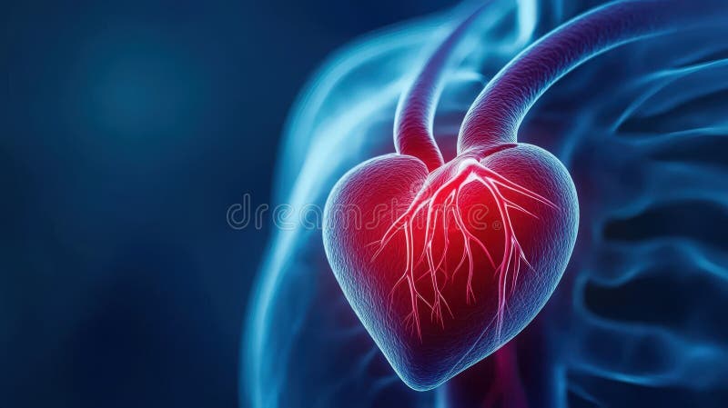 3D Wireframe Rotating Human Anatomical Pink Heart Representing ...