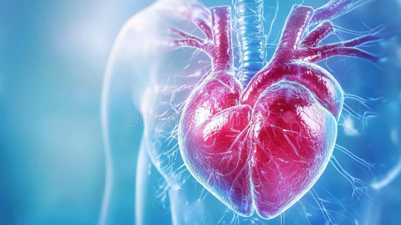 3D Wireframe Rotating Human Anatomical Pink Heart Representing ...