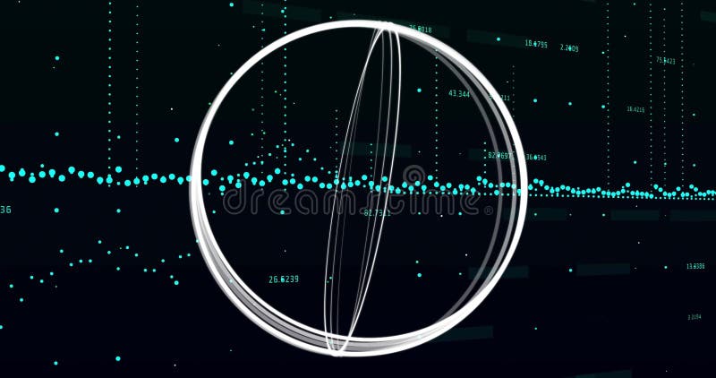Rotating Wireframe Sphere with Green Soundwave, Data Visualization ...
