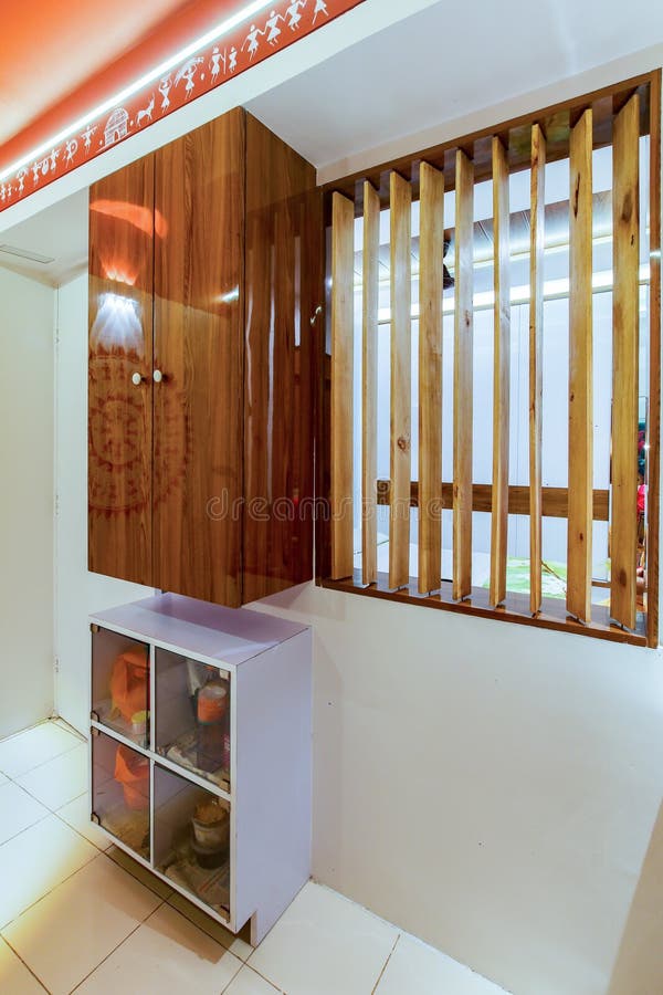 Rotating Wooden Louvers As a Partition between Two Rooms Stock Photo ...