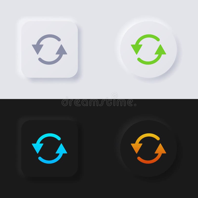 Rotation Arrow Button Icon Set, Multicolor Neumorphism Button Soft UI ...