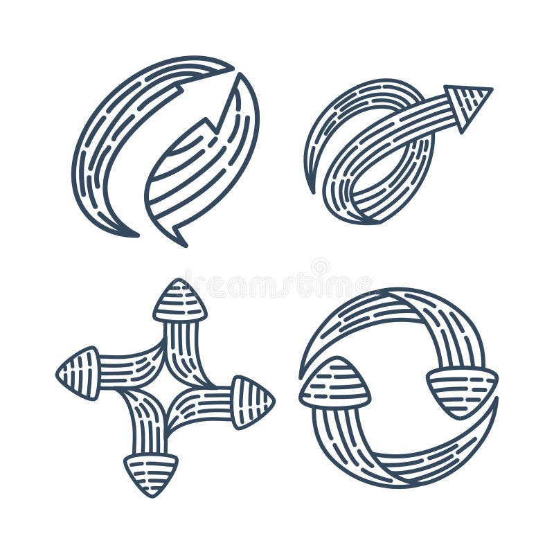 Rotation Arrow Direction Collection Vector Outline Set Stock Vector ...