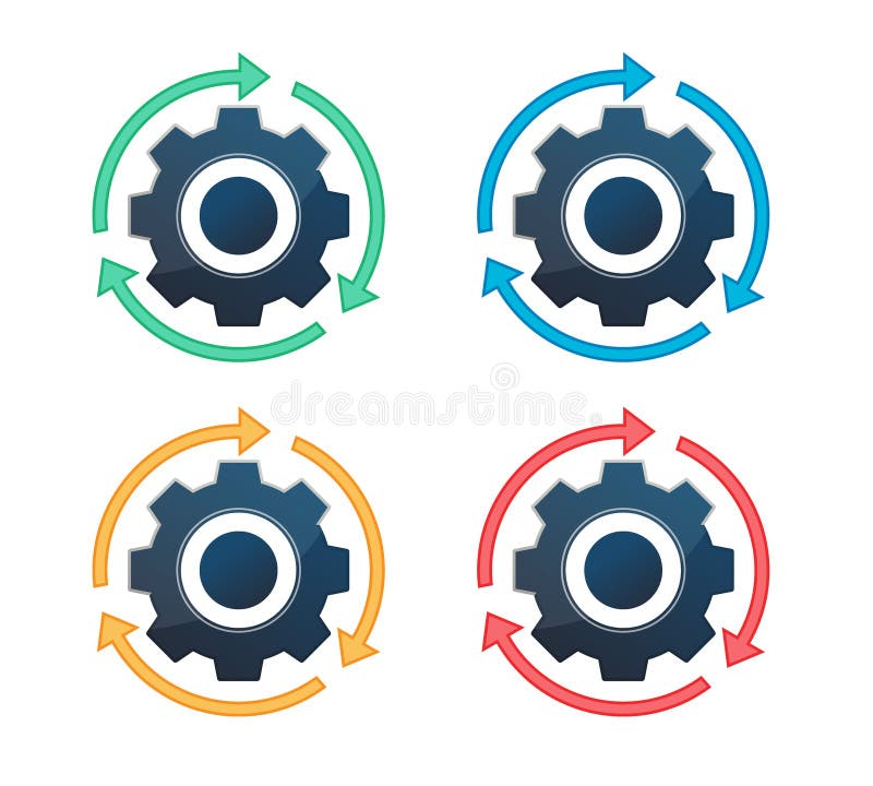 Rotation Arrows and Gear - Process Update Icon Stock Illustration Stock ...