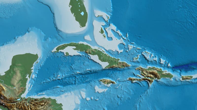 Cuba on the Globe. Regional Borders. Relief. No Labels Stock Video ...