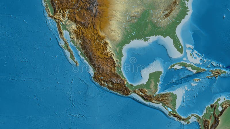 Mexico on the Globe. Regional Borders. Physical. No Labels Stock Video ...
