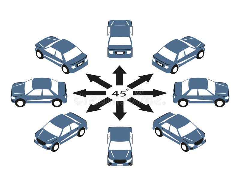 Rotation of Logo Car by 45 Degrees. Stock Illustration - Illustration ...