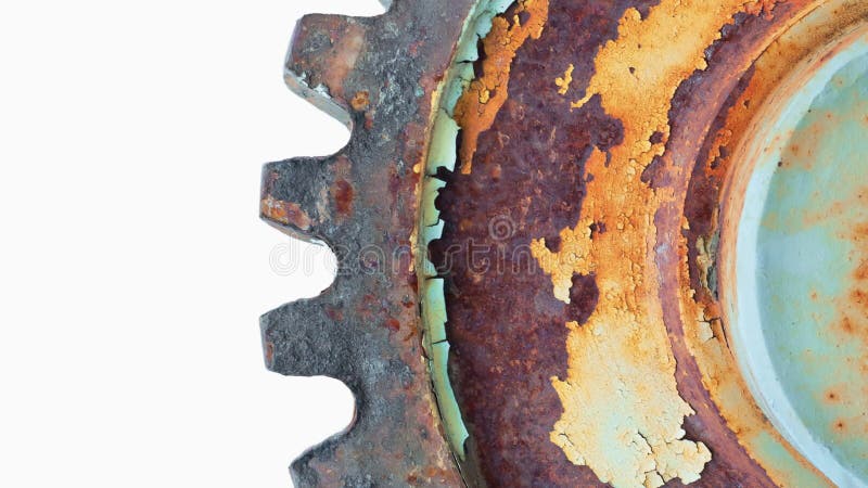 Rotation of an Old, Rusty Cogwheel on a White Background. Stock Video ...