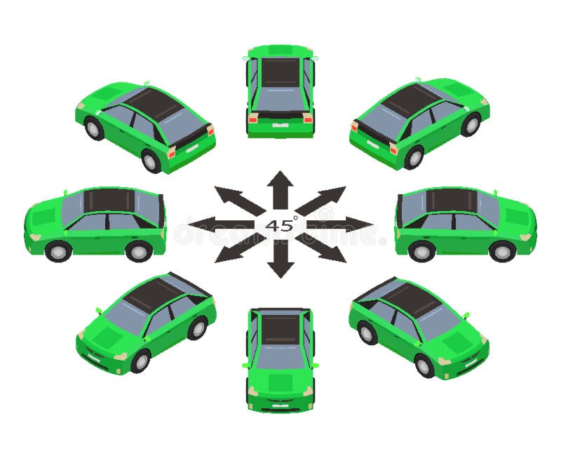 Rotation of Pixel Car by 45 Degrees. Stock Vector - Illustration of ...