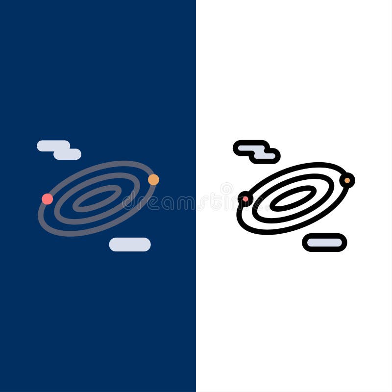 Rotation, Science, Space Icons. Flat and Line Filled Icon Set Vector ...