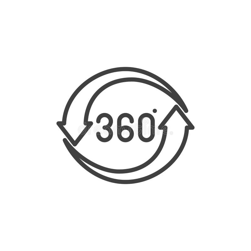 360 Rotation Sign Line Icon Stock Vector - Illustration of degree, mark ...