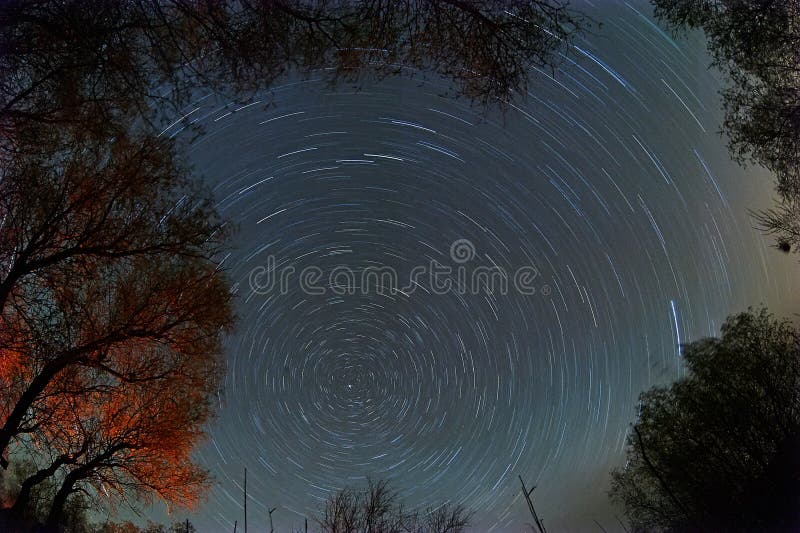Rotation of the Sky Around Pole Star Stock Photo - Image of night ...