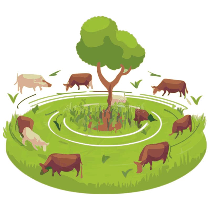 Rotational Grazing Cattle Concept Vector Graphics Stock Illustration ...