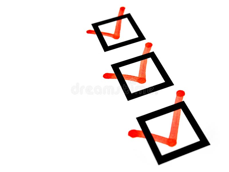 Rote Kennzeichen Checkboxescheckliste Stockbild - Bild von liste ...
